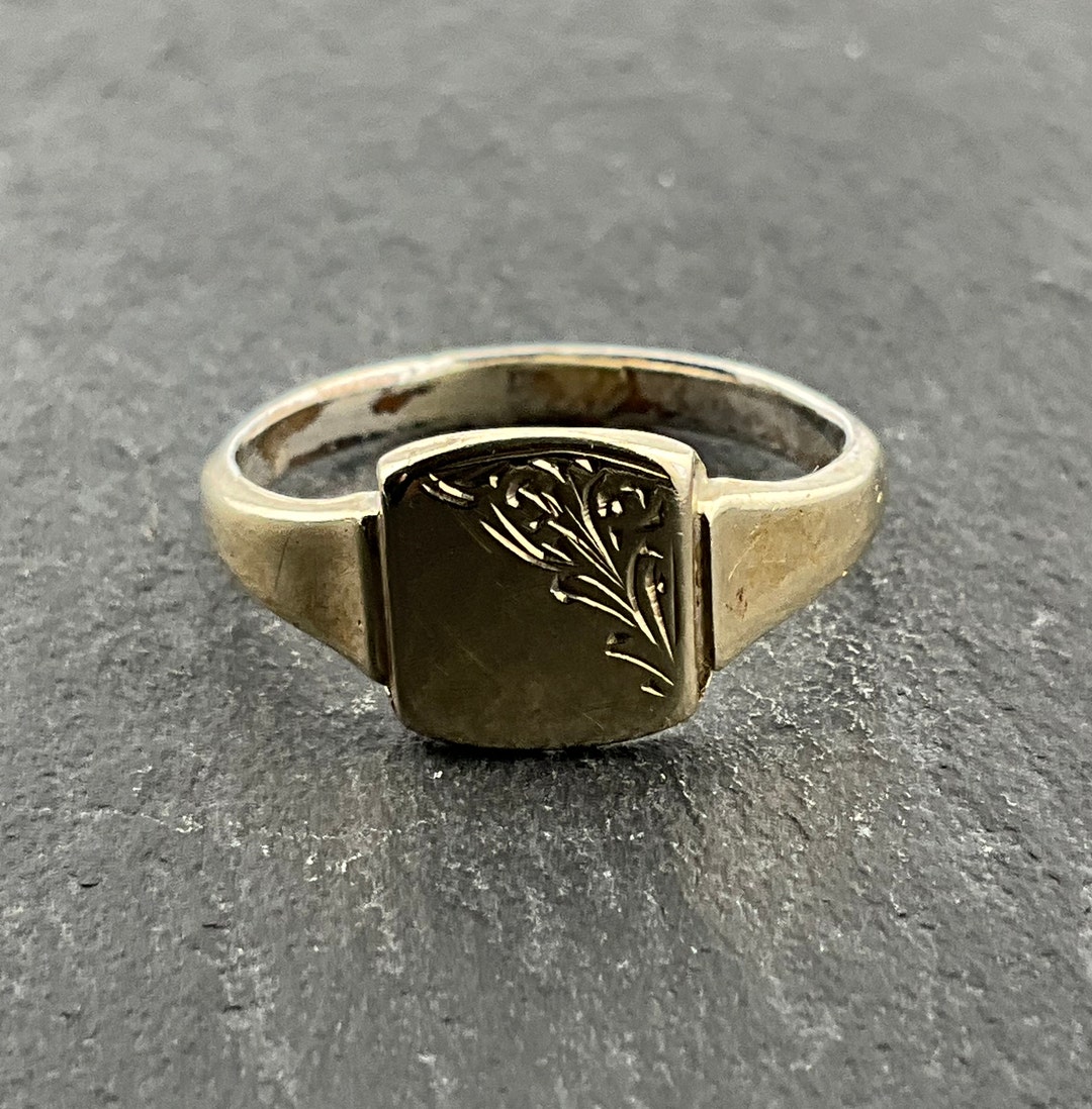 Vintage Sterling Silver Scroll Signet Ring, UK Size K, US Size 5 1/4 ...