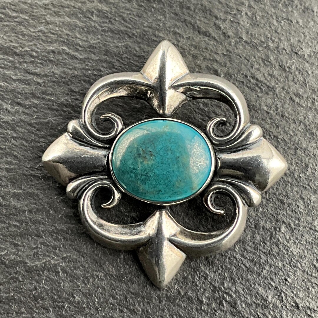 Genuine Carolyn Pollack Turquoise Cabochon Cross Sterling Silver ...