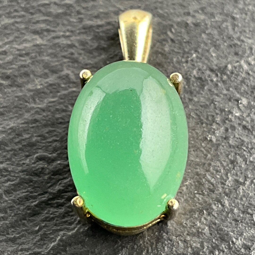 Vintage Jade Oval 18ct Gold Gilded Sterling Silver Pendant Necklace - Etsy