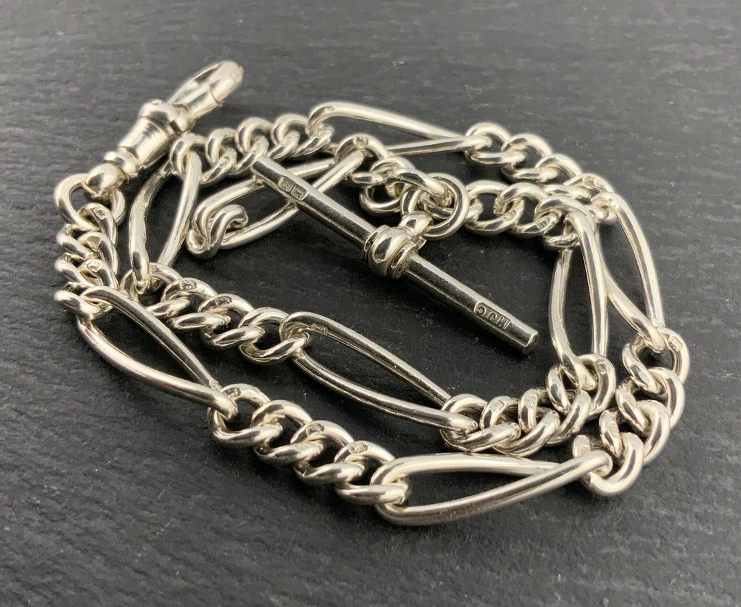 Antique Sterling Silver Pocket Watch T-bar Chain - Etsy