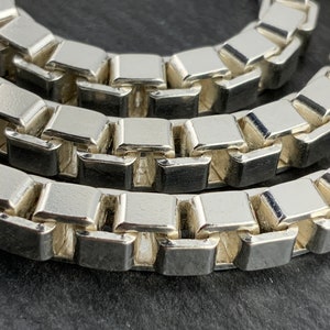 Vintage Super Heavy Sterling Silver Box Link Necklace - Etsy