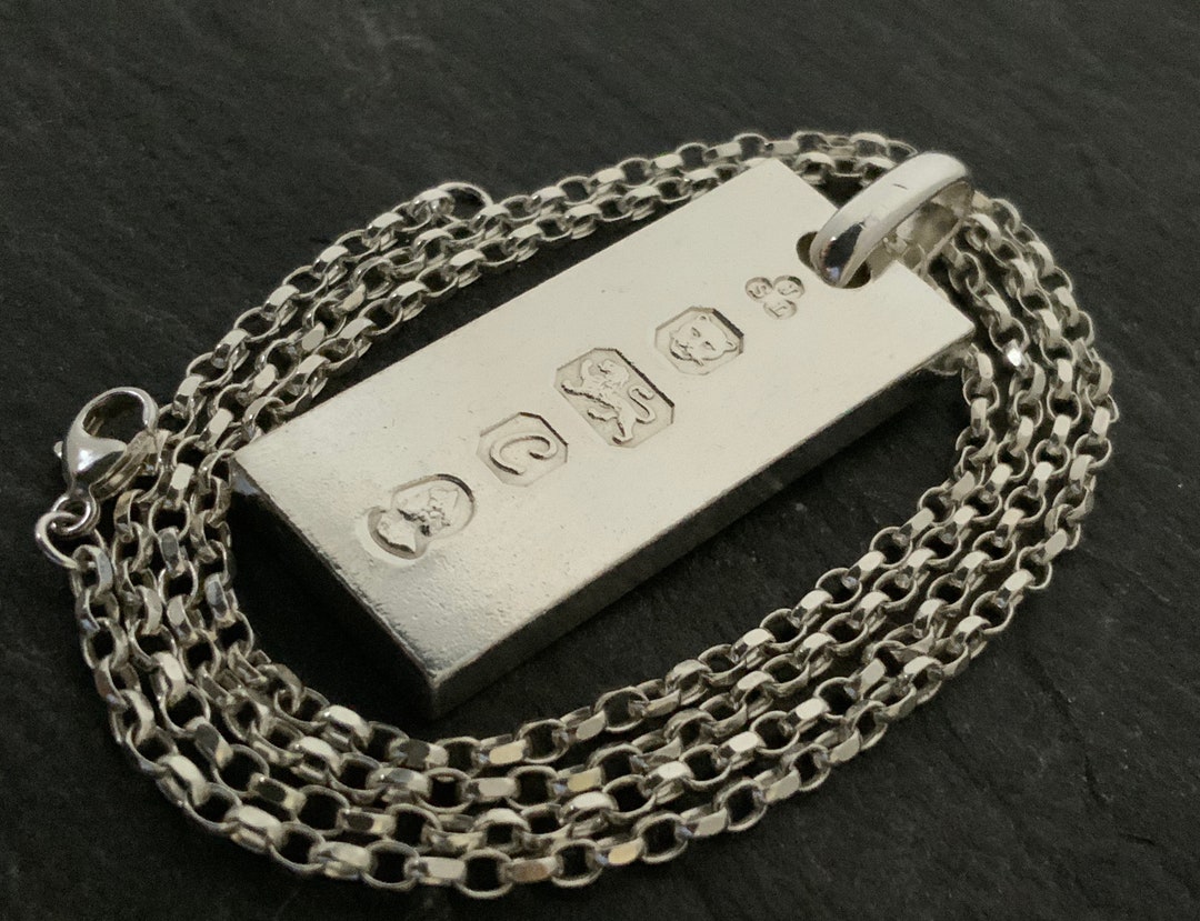 Vintage Sterling Silver Ingot Pendant Necklace - Etsy