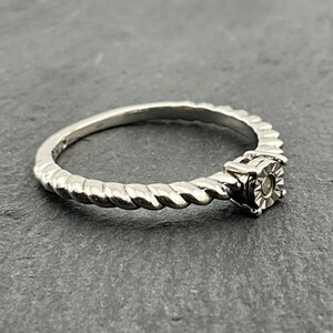 Vintage Diamond White Gold Twisted Band Solitaire Ring, UK Size N1/2 ...