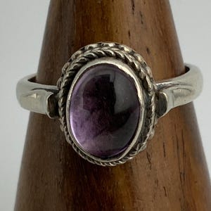 Vintage Amethyst Sterling Silver Fancy Solitaire Ring, UK Size M, US ...
