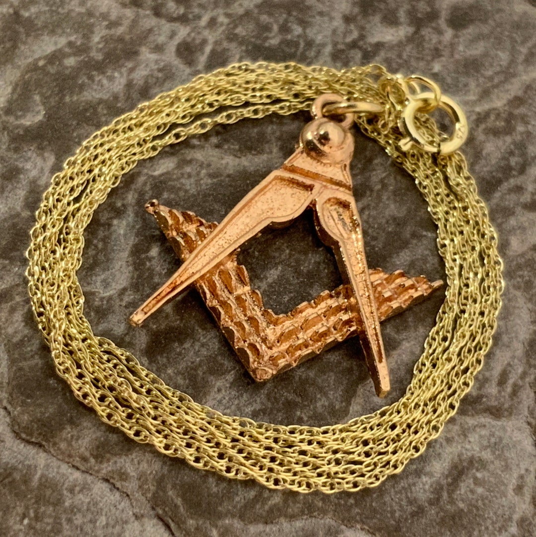 Vintage 9ct Gold Masonic Pendant Necklace - Etsy