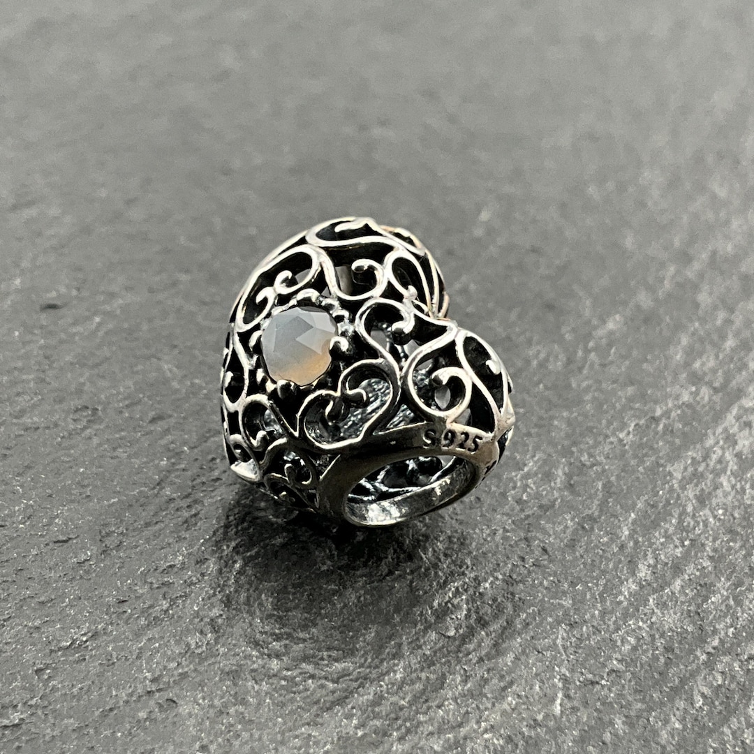 Genuine Pandora Sterling Silver April Gemstone Heart Charm - Etsy
