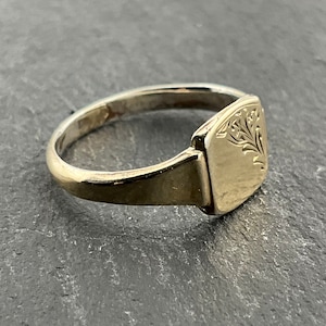 Vintage Sterling Silver Scroll Signet Ring, UK Size K, US Size 5 1/4 ...