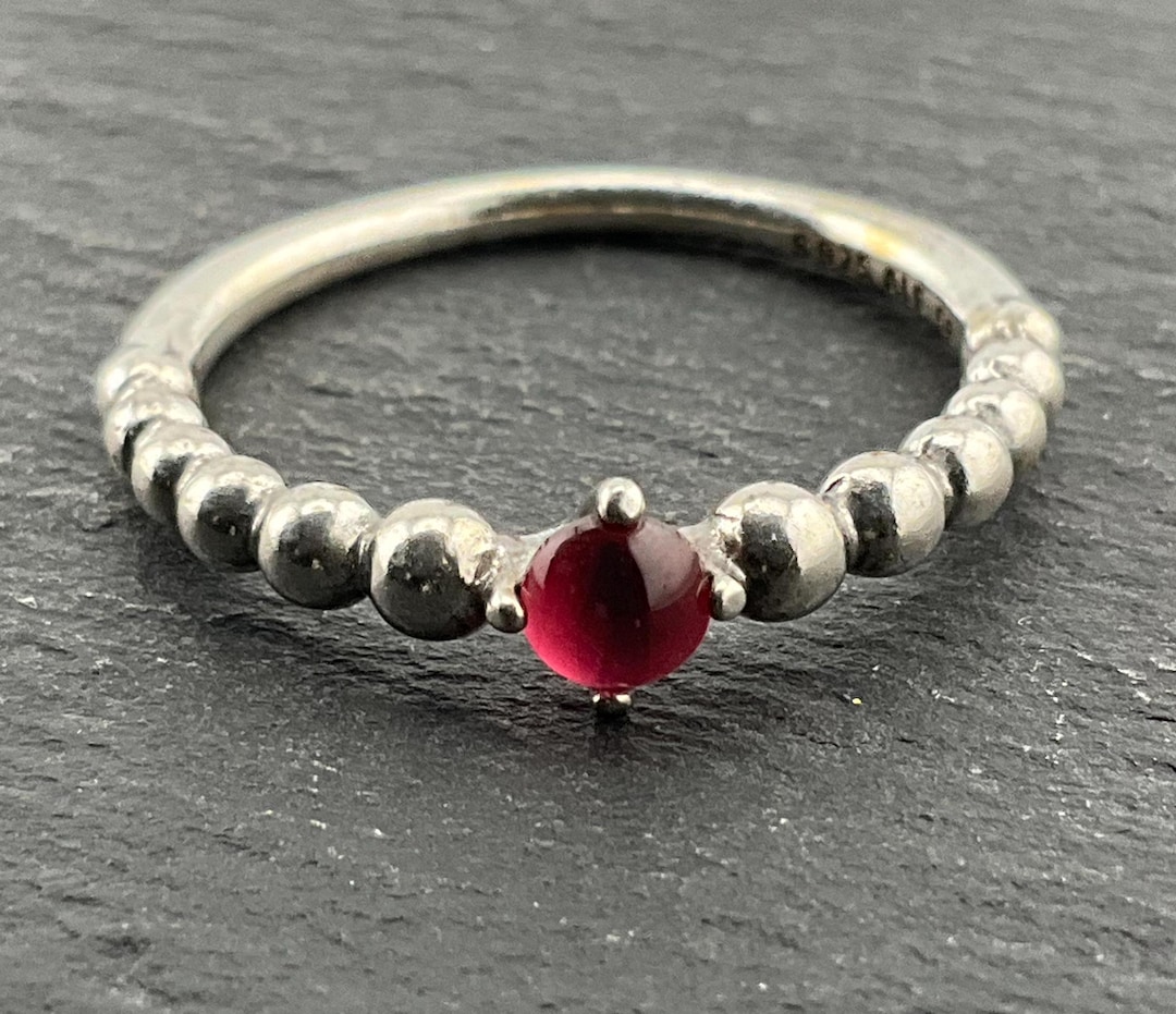 Genuine Pandora Pink Bead Sterling Silver Dainty Solitaire Ring, UK ...