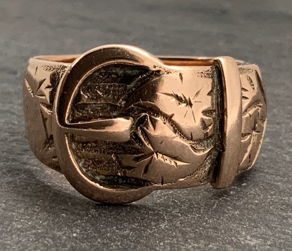 Antique Chunky Solid 9ct Gold Buckle Ring, UK Size N,… - Gem