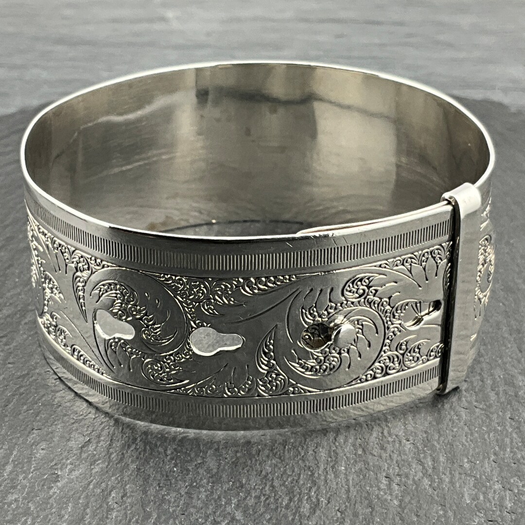 Vintage Chunky Sterling Silver Adjustable Bangle - Etsy