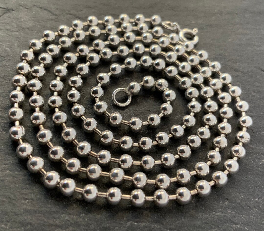Vintage Sterling Silver Ball Link Necklace - Etsy