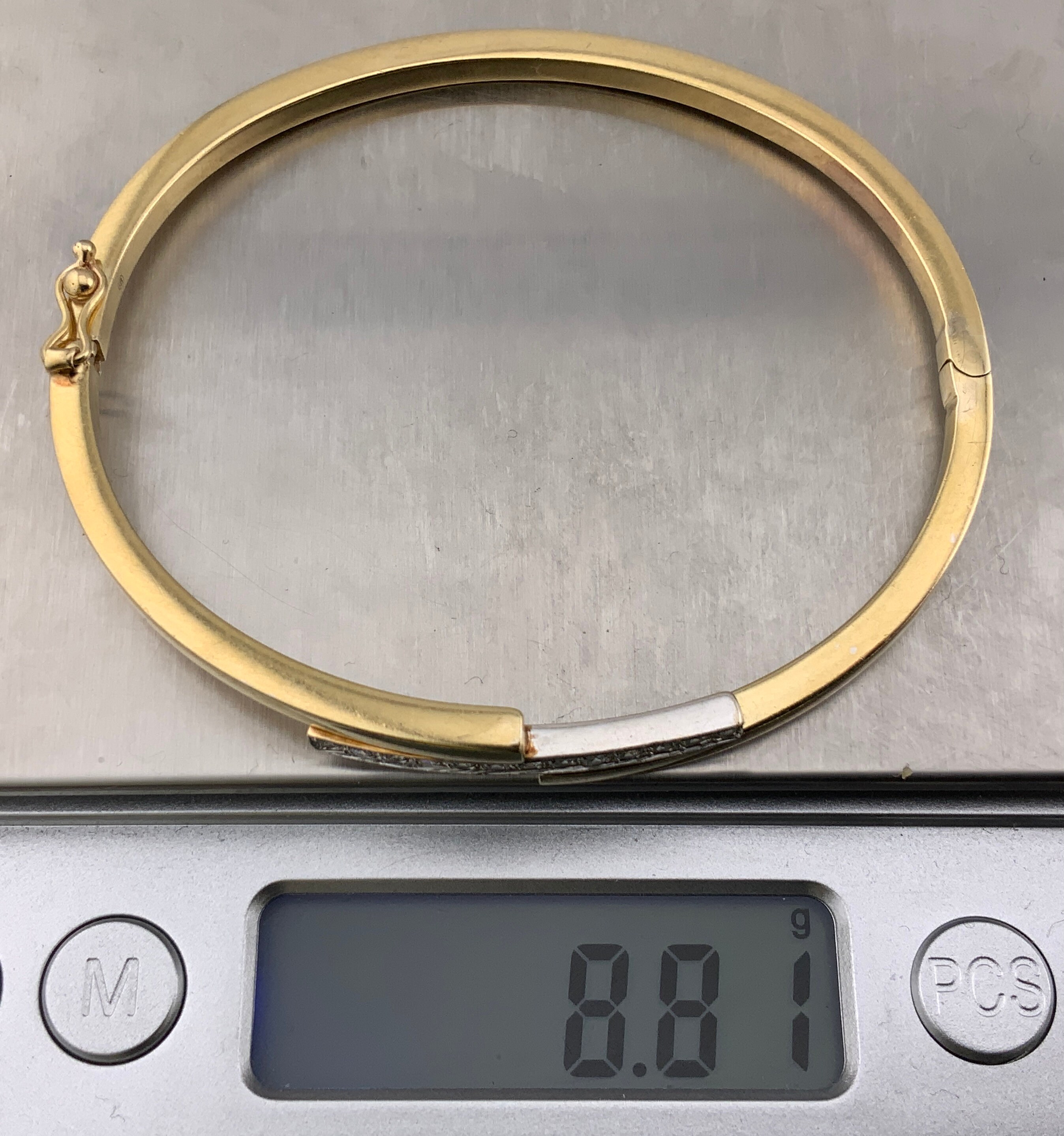 Vintage 9ct Gold Diamond Bangle - Etsy