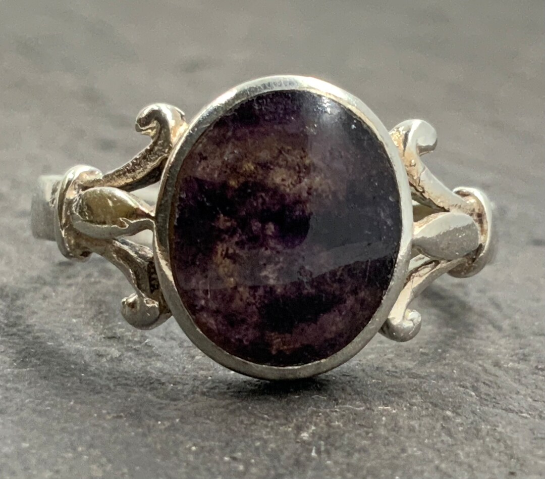 Vintage Sterling Silver Blue John Ring, UK Size M 1/2, US Size 6 1/4 ...