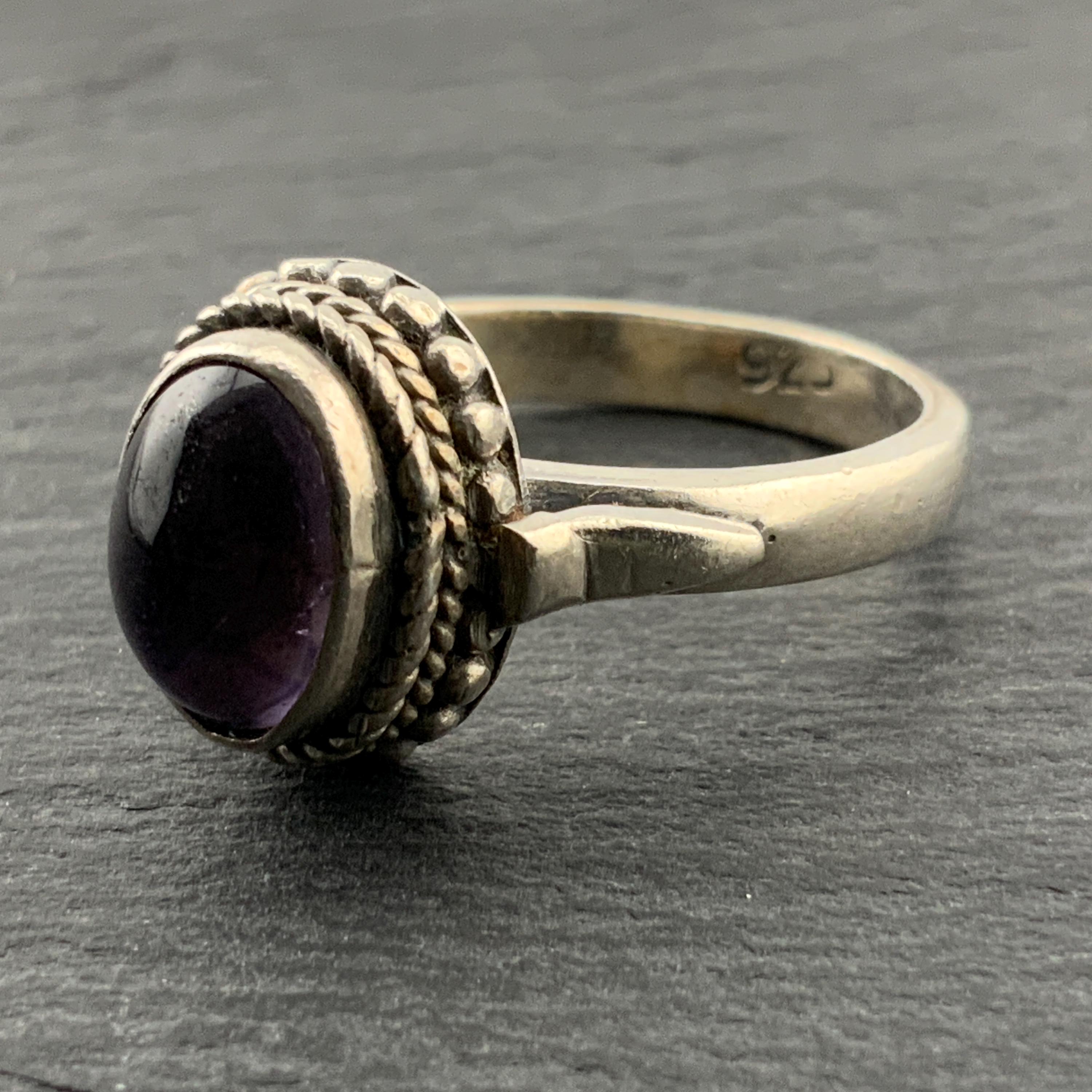 Vintage Amethyst Sterling Silver Fancy Solitaire Ring, UK Size M, US ...
