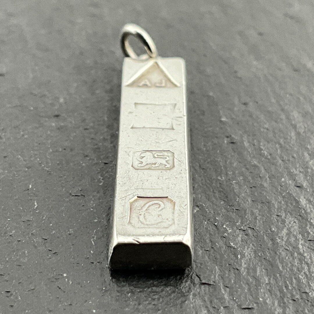Vintage Hallmark Ingot Sterling Silver Pendant Necklace - Etsy