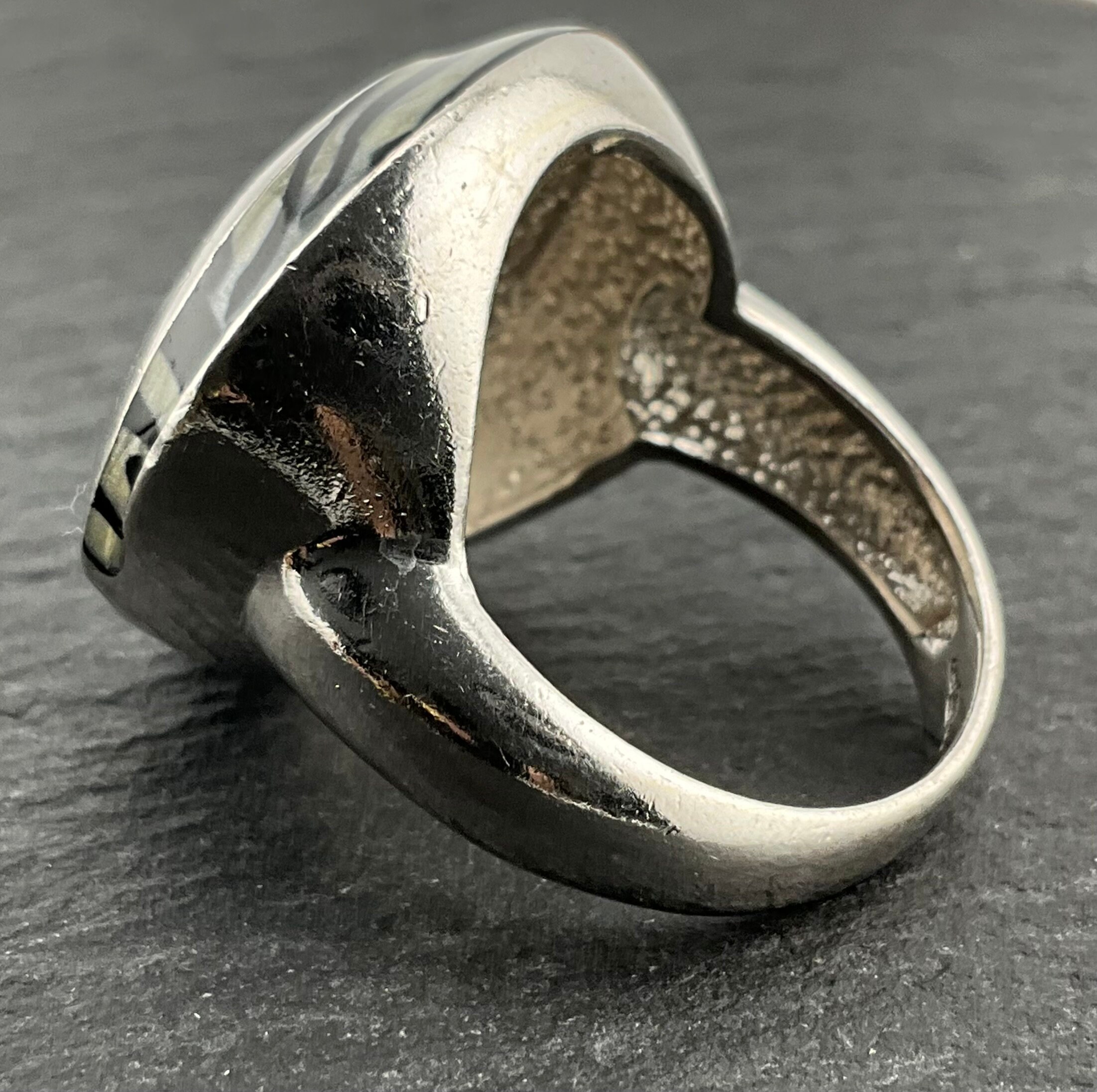 Vintage Inlaid Glass Zebra Stripes Sterling Silver Statement Ring, UK ...