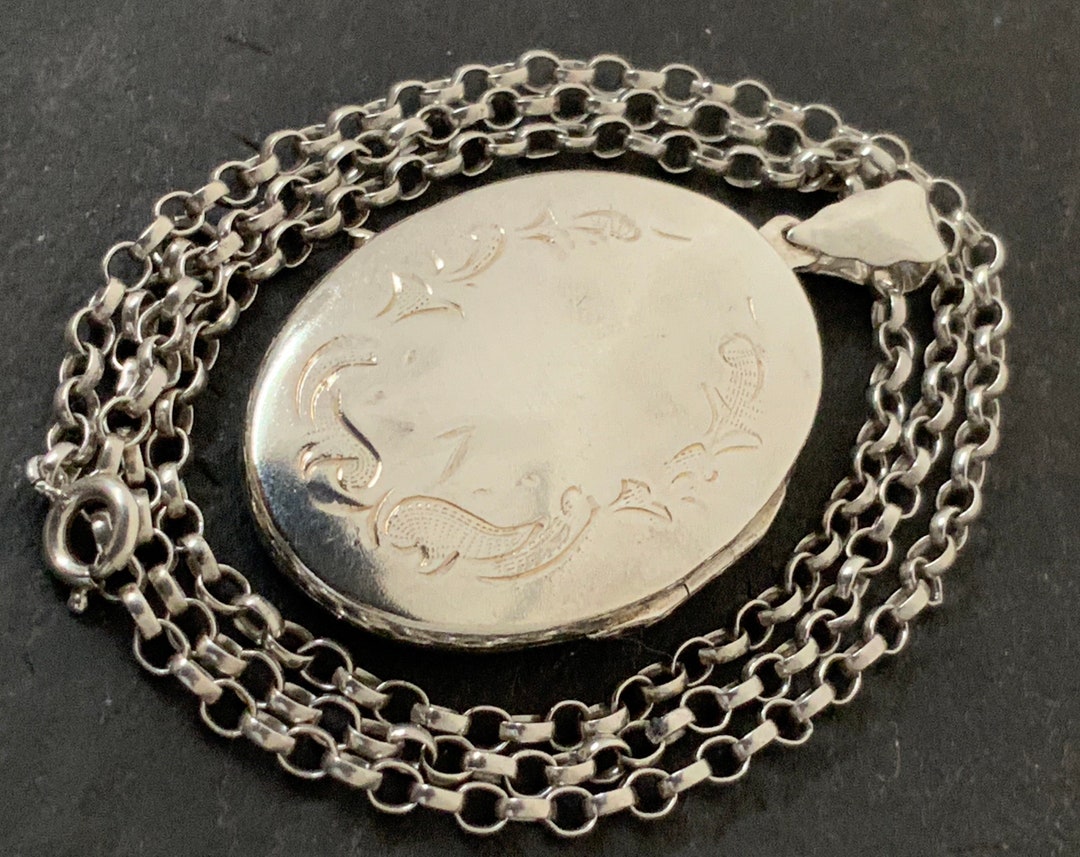 Vintage Large Sterling Silver Locket Pendant Necklace - Etsy