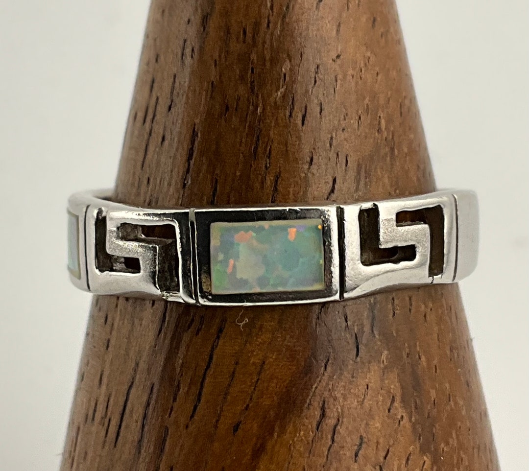 Vintage Opaline Sterling Silver Stacker Spacer Statement Band Ring, UK Size Q, US Size 8, EU ...