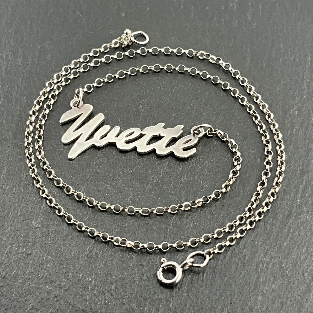 Vintage Sterling Silver 'yvette' Name Necklace - Etsy