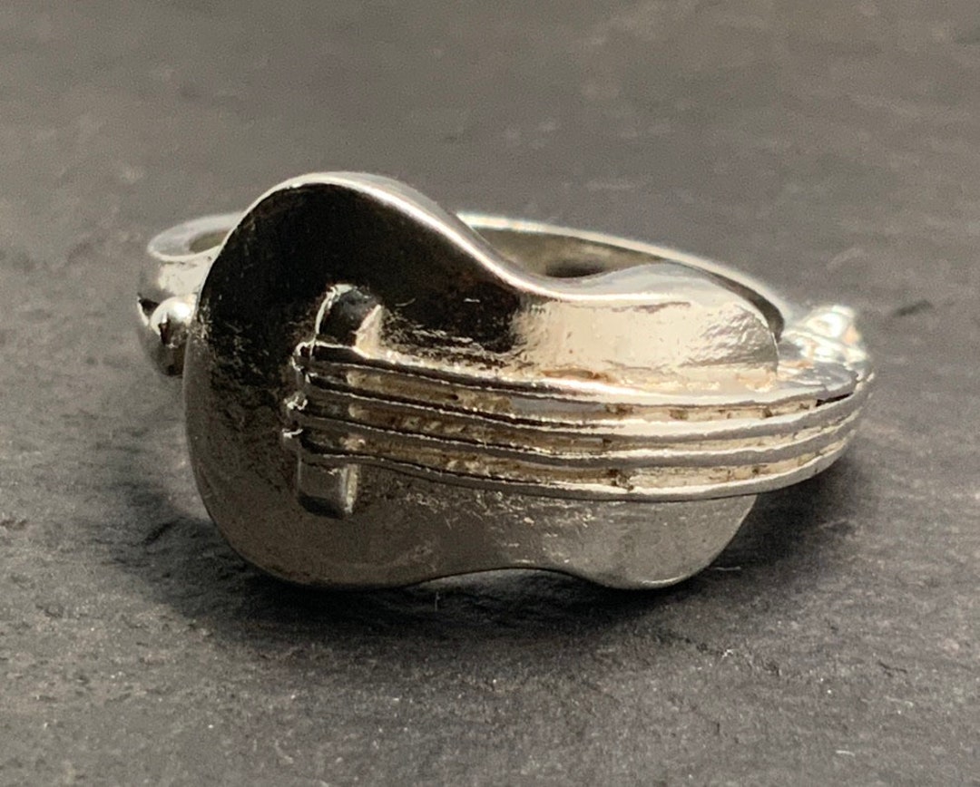 Vintage Sterling Silver Guitar Band Ring, UK Size M, US Size 6, EU Size ...