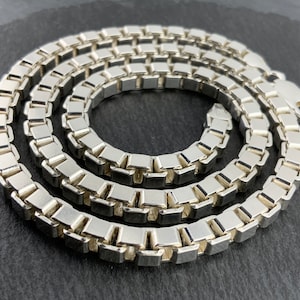 Vintage Super Heavy Sterling Silver Box Link Necklace - Etsy