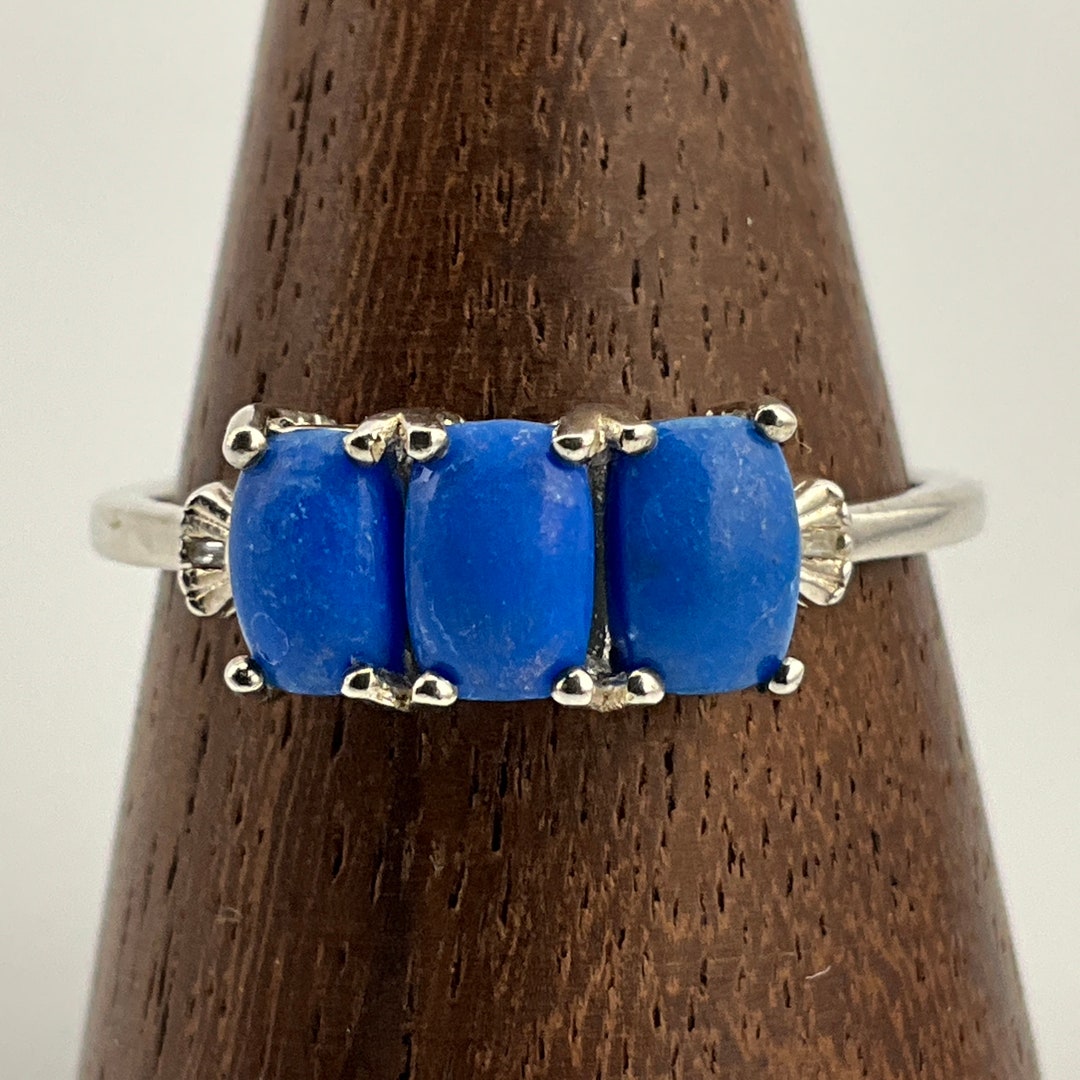 Vintage Ceruleite Sterling Silver Multistone Ring, UK Size T1/2, US ...