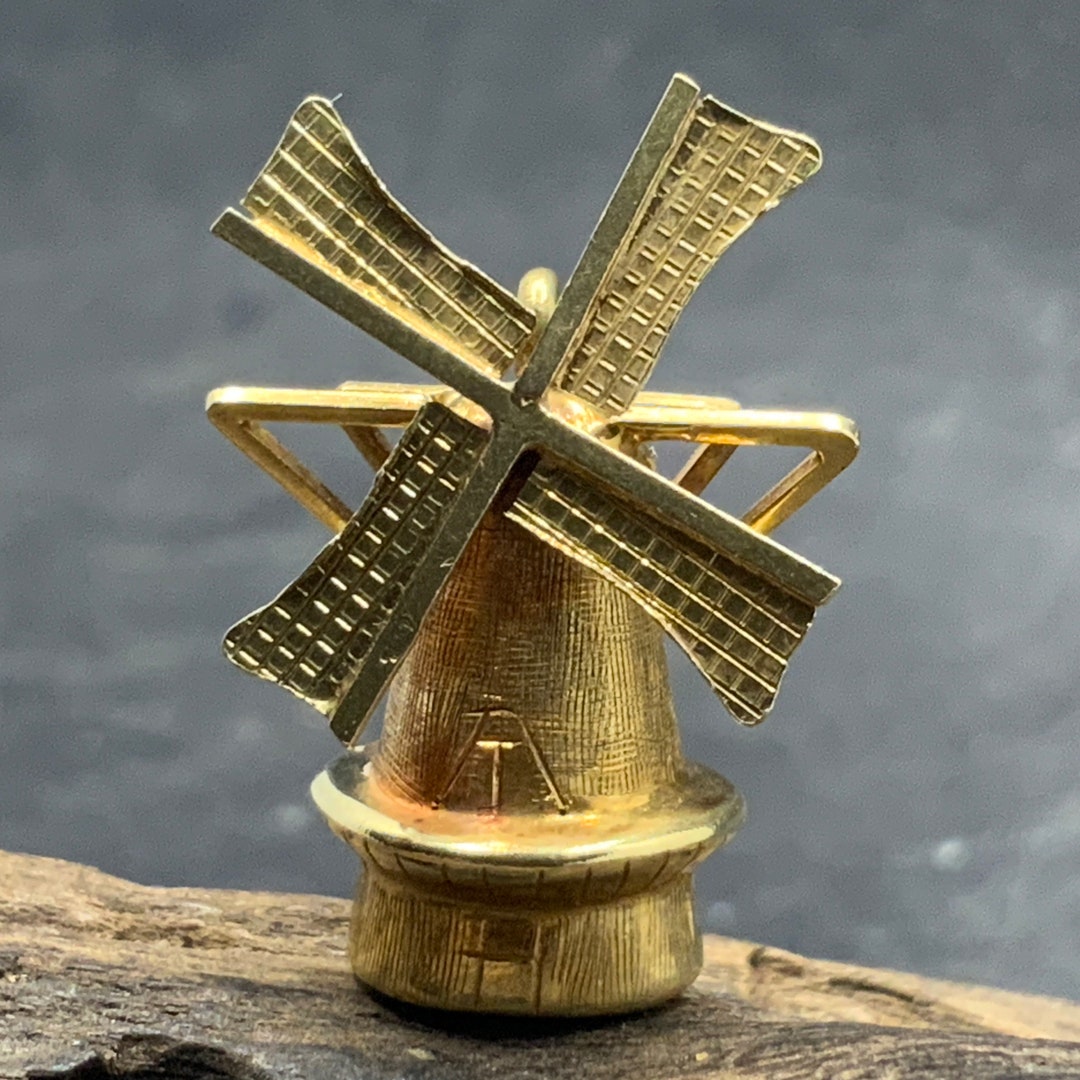 Vintage 9ct Gold Windmill Charm - Etsy