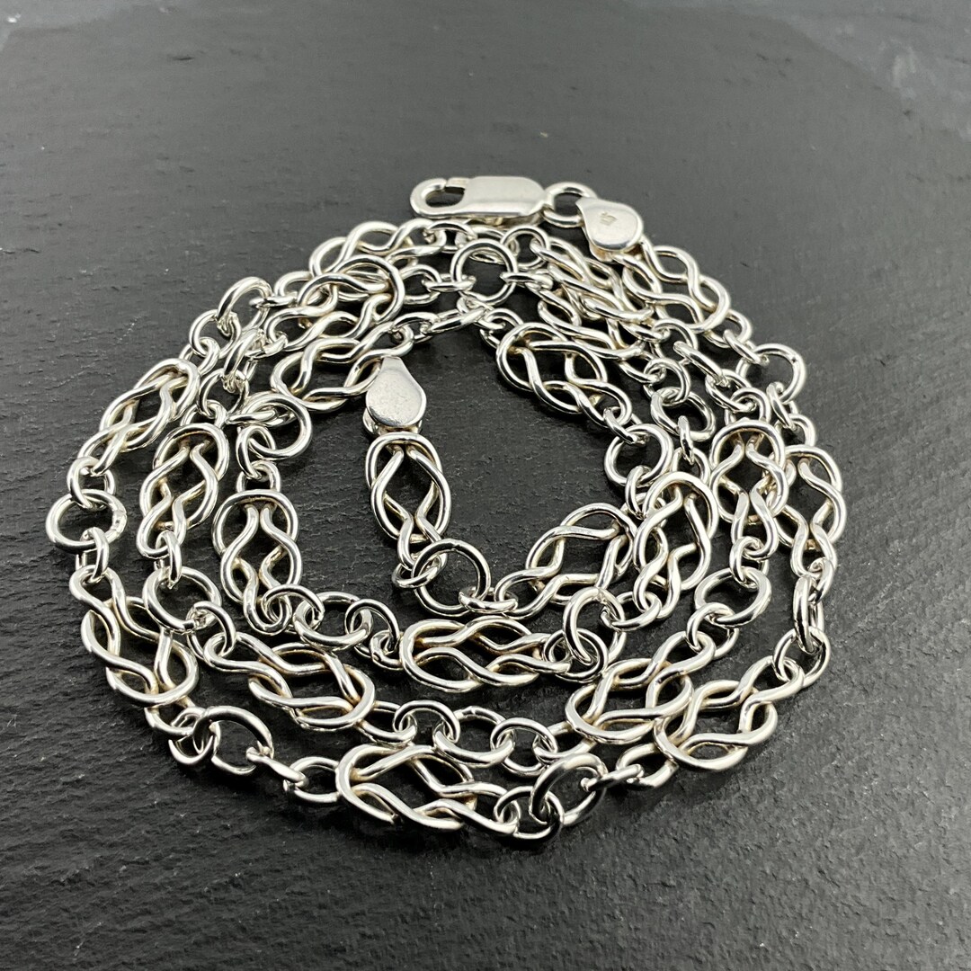 Vintage Sterling Silver Fancy Panel Link Necklace - Etsy