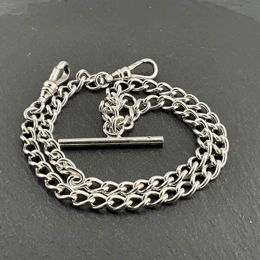 Vintage Sterling Silver T-bar Pocket Watch Chain - Etsy
