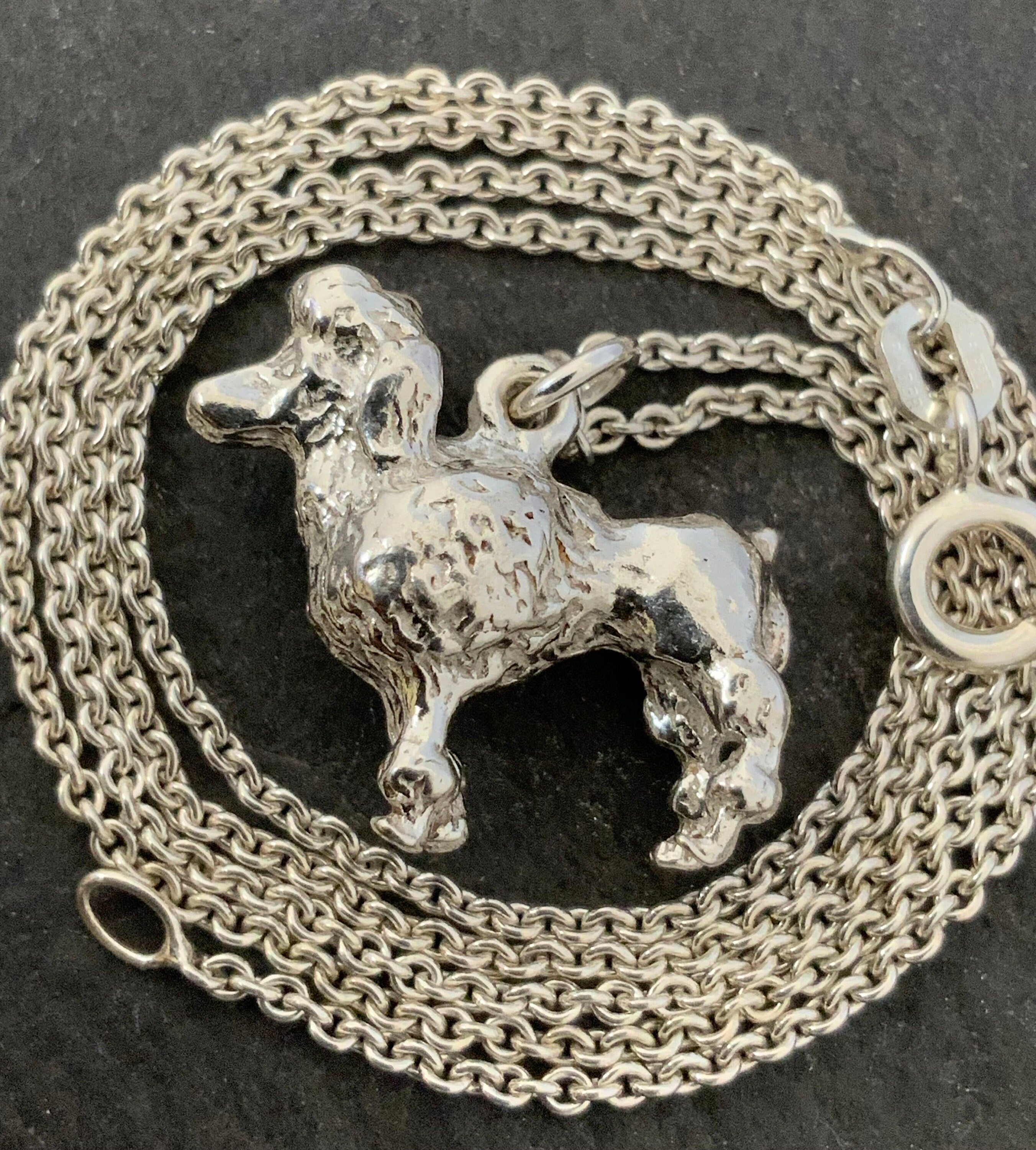 Vintage Sterling Silver Poodle Pendant Necklace - Etsy