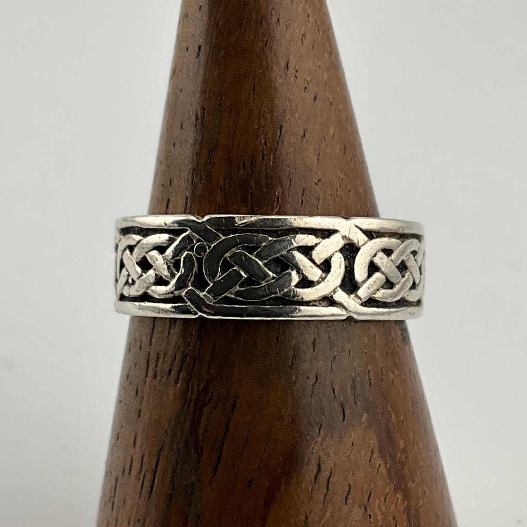 Vintage Sterling Silver Celtic Knot Spacer Stacker Band Ring, UK Size ...