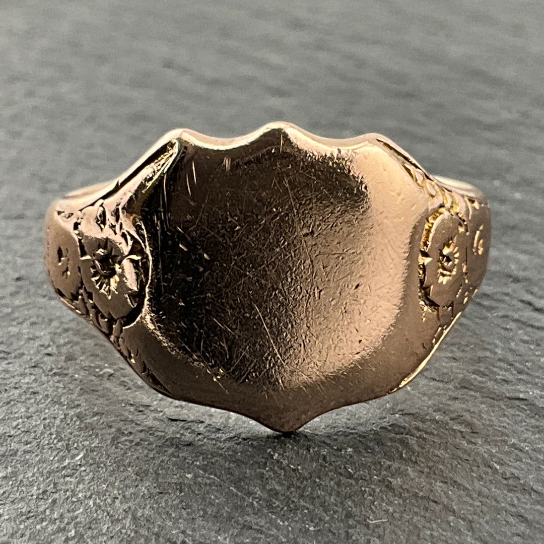 Antique 9ct Rose Gold Signet Ring, UK Size P1/2, US Size 7 3/4, EU Size ...
