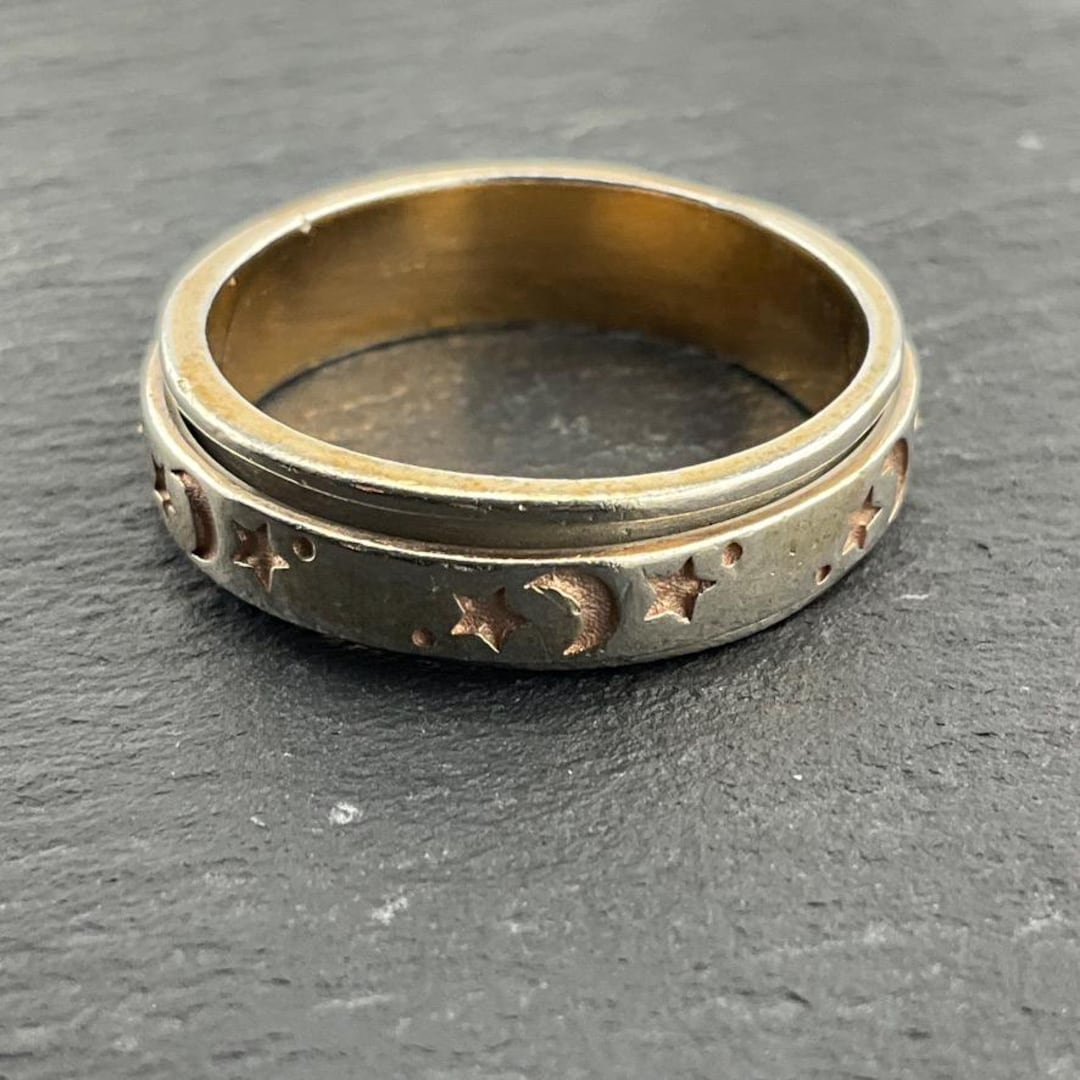 Vintage Sterling Silver Fancy Spinner Spacer Stacker Band Ring, UK Size ...