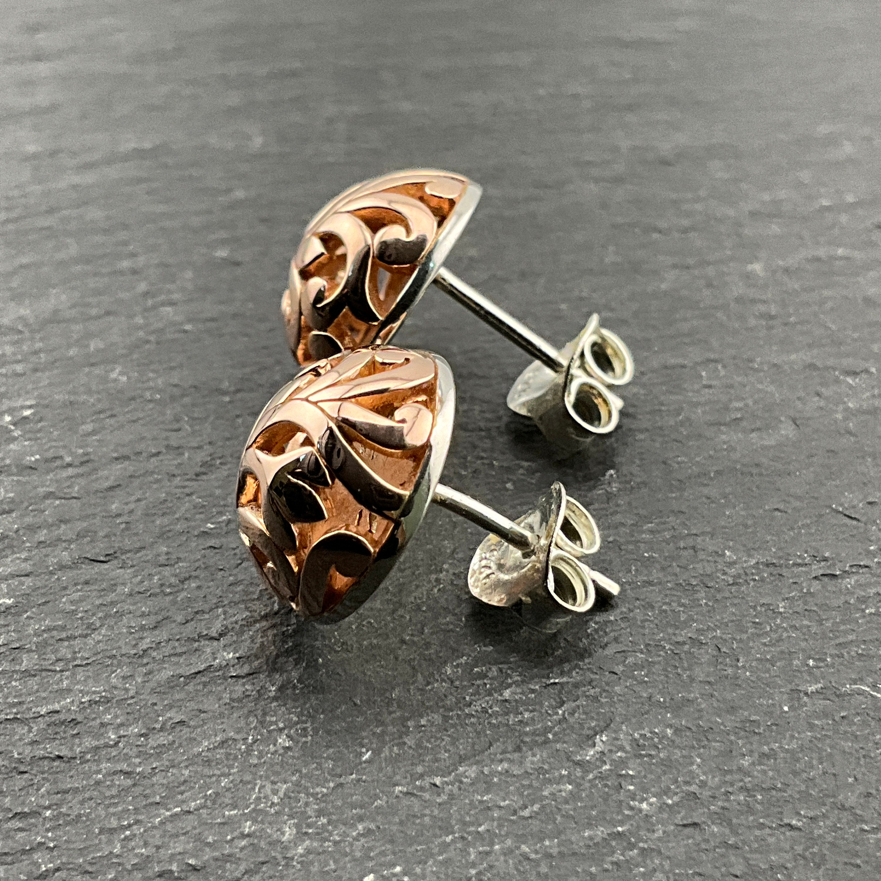 GalleonTreasures Genuine Links of London Rose Gold Gilded Sterling Silver Floral Stud Earrings