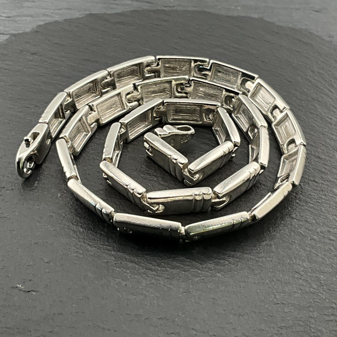 Vintage Super Heavy Sterling Silver Fancy Panel Link Necklace - Etsy