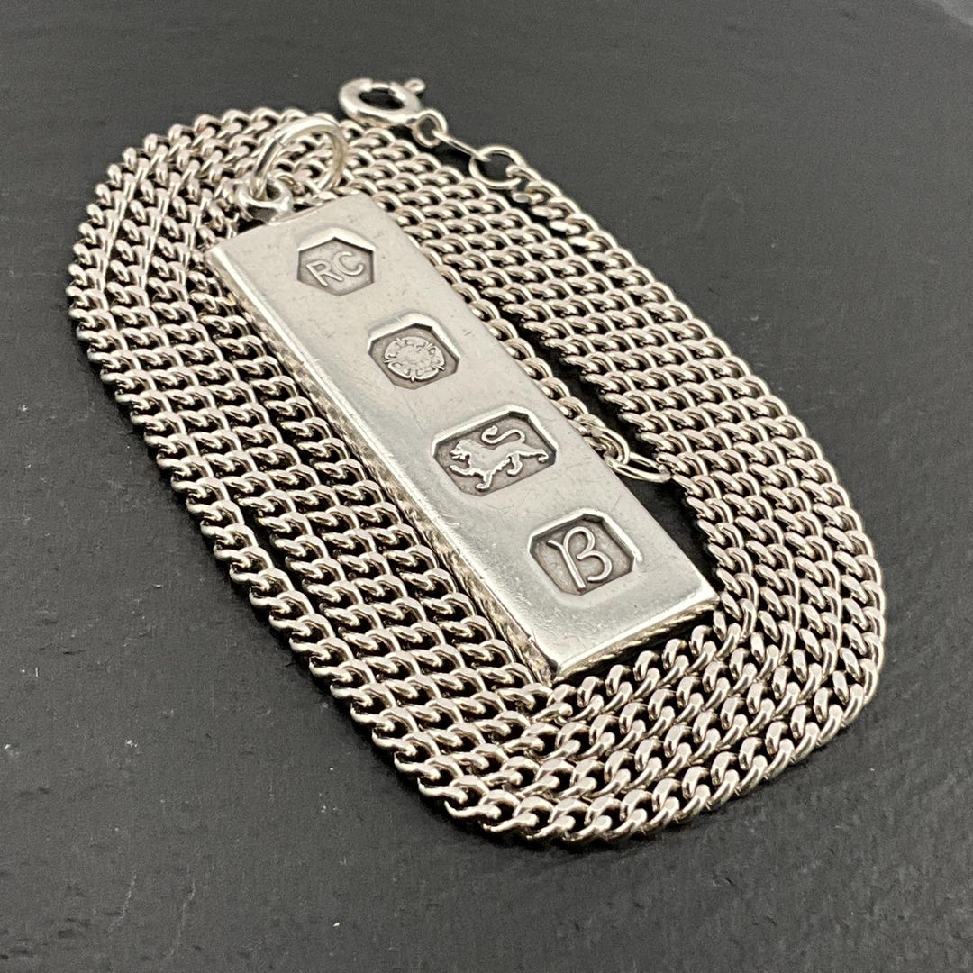 Vintage Sterling Silver Ingot Pendant Necklace - Etsy