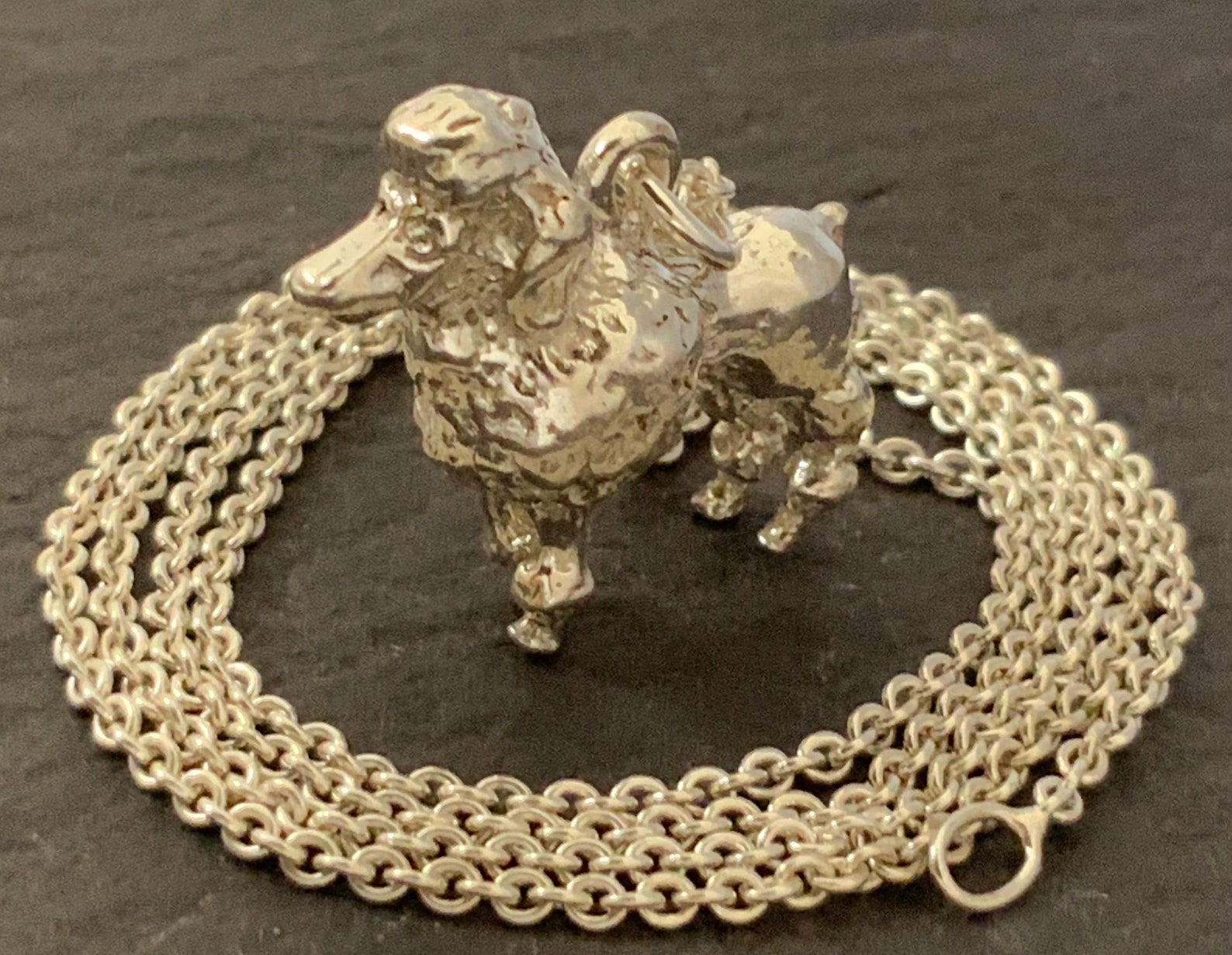 Vintage Sterling Silver Poodle Pendant Necklace - Etsy
