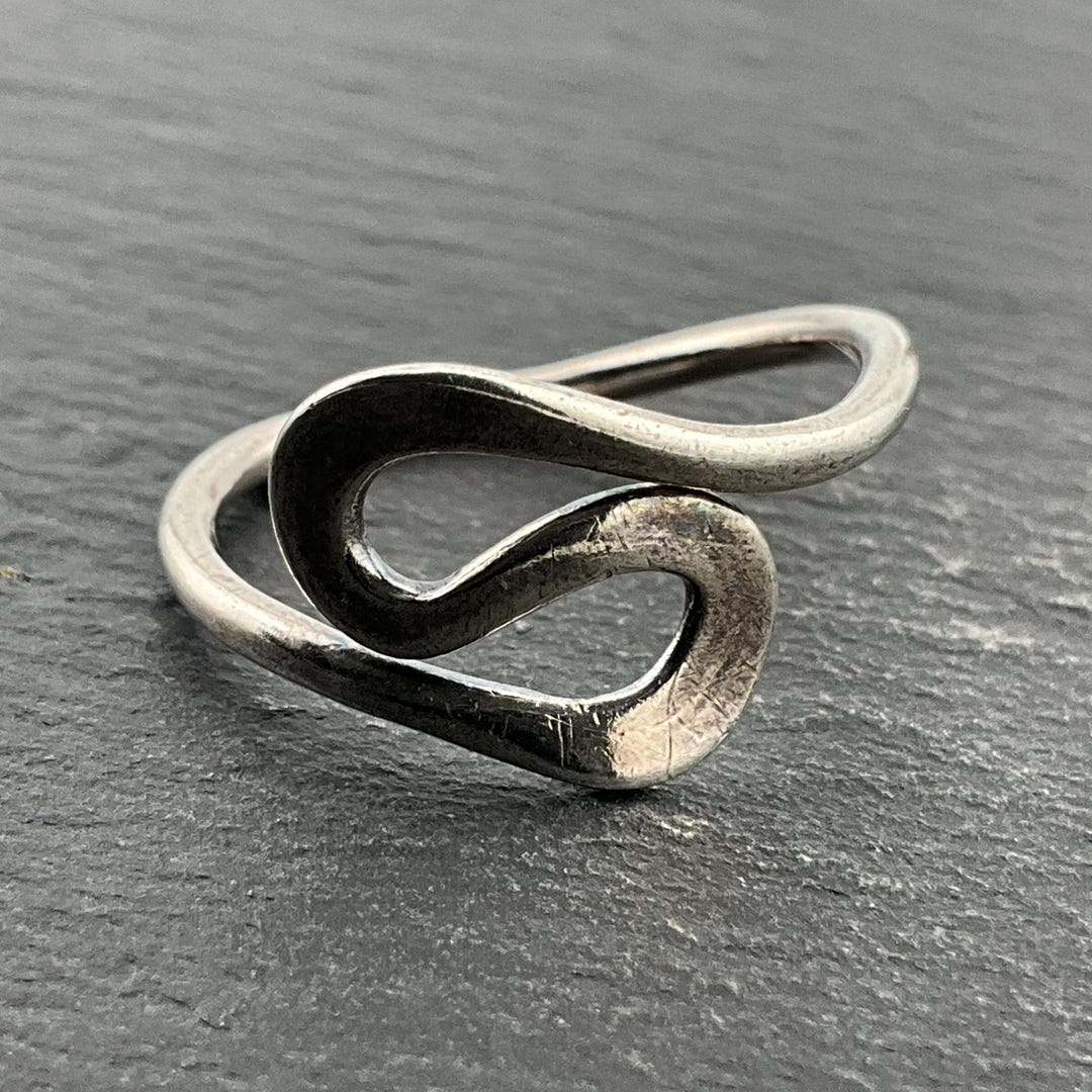 Vintage Sterling Silver Squiggle Band Ring, UK Size P1/2, US Size 7 3/4 ...