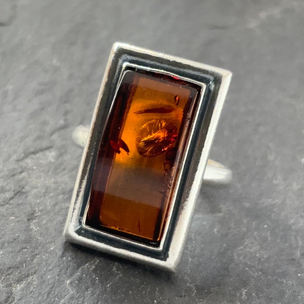 Vintage Amber Ring - Etsy