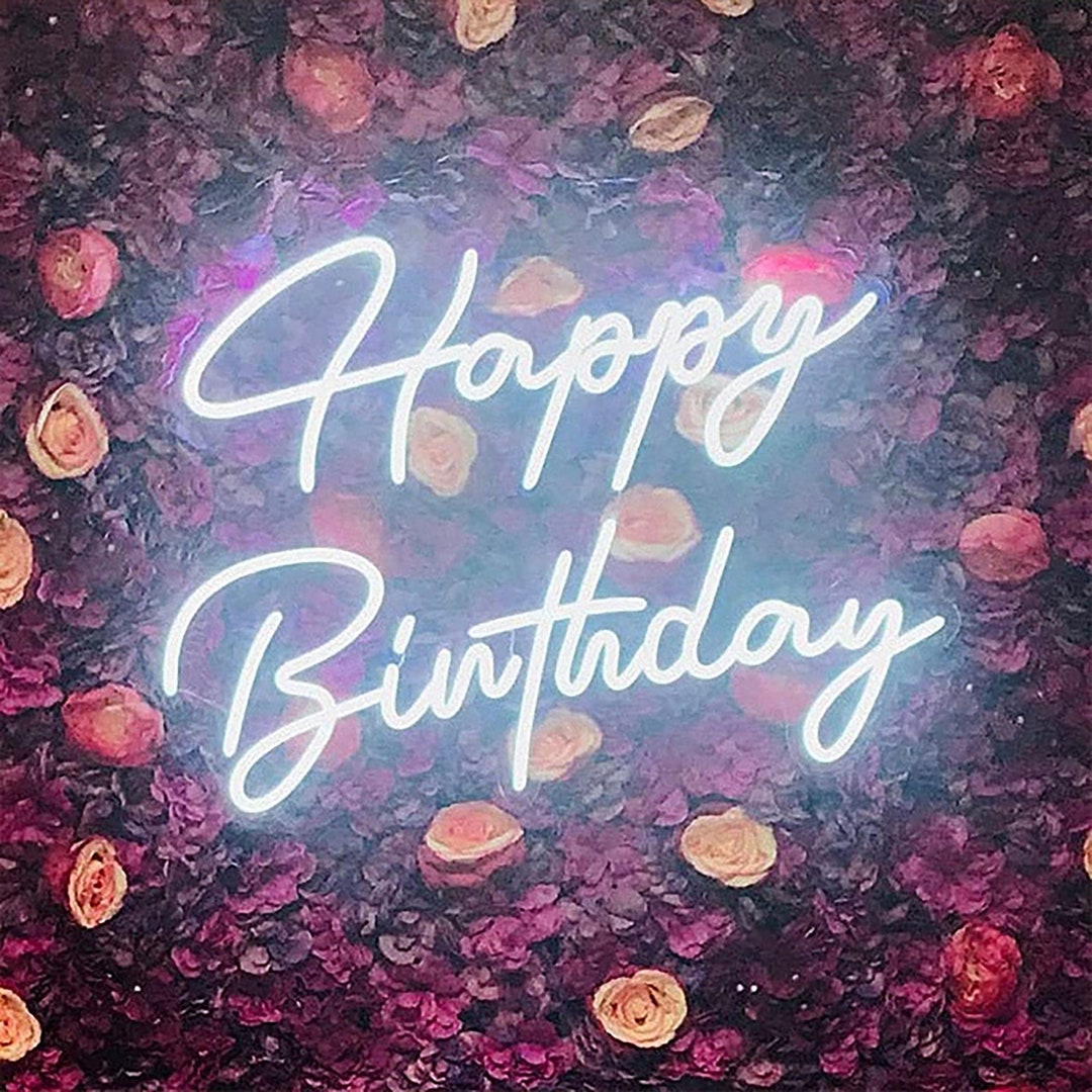 Happy Birthday Neon Signcustom Color Neon Signhappy 1st - Etsy