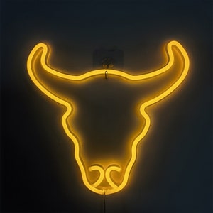 Bull Head Neon Sign Unique Bull Design Vibrant Custom LED - Etsy