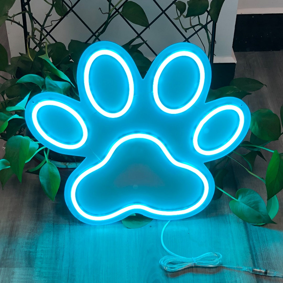 Customizable Paw Neon Sign Personalized Animal Sign Unique - Etsy