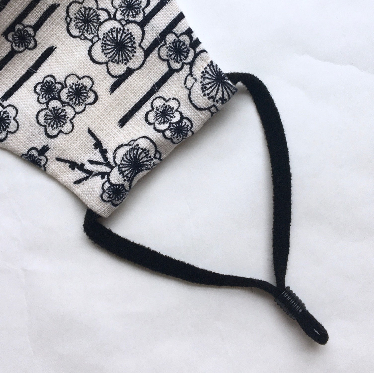 Japanese Printed Face Mask Customizable Nara Homespun Sakura White ...