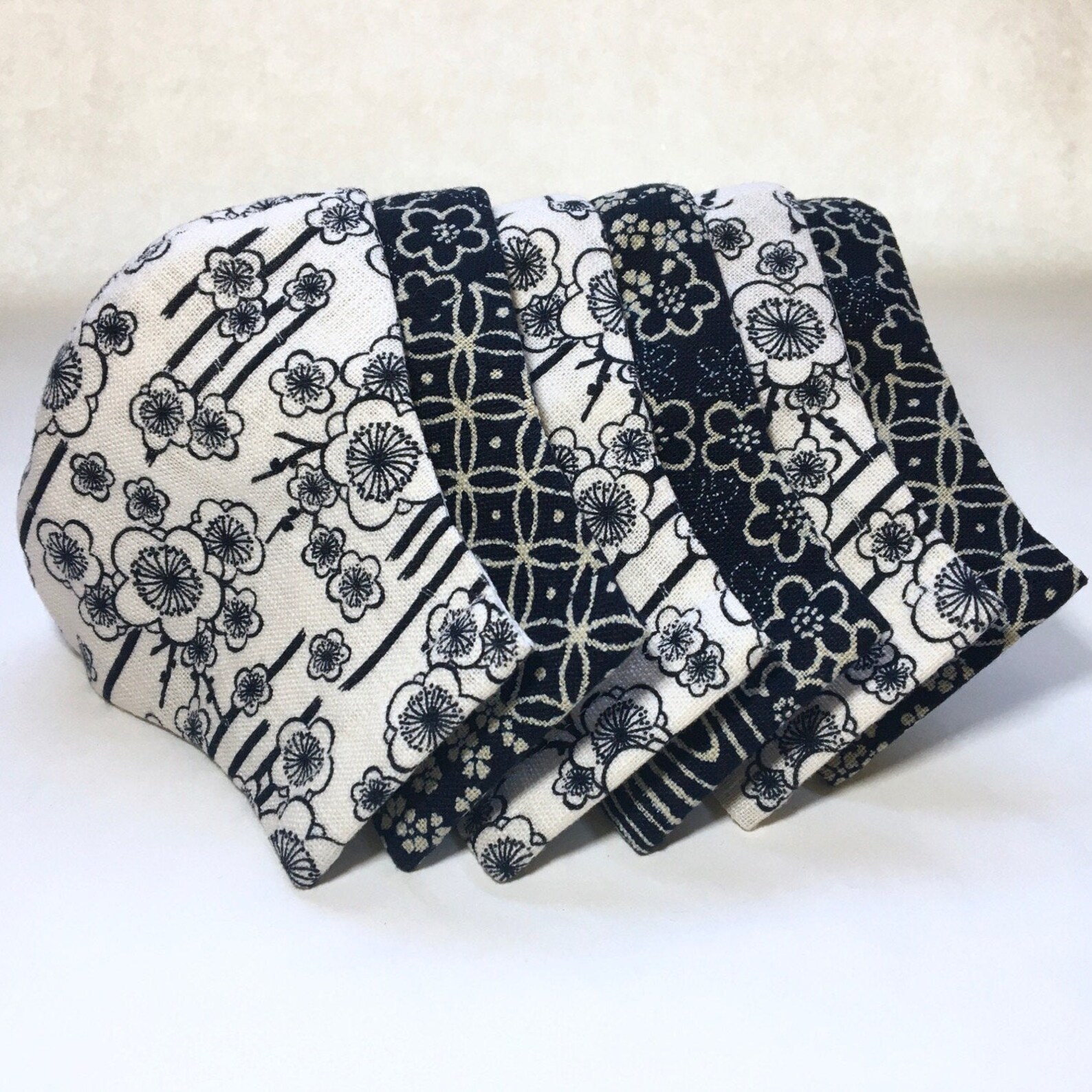 Japanese Printed Face Mask Customizable Nara Homespun Sakura White ...