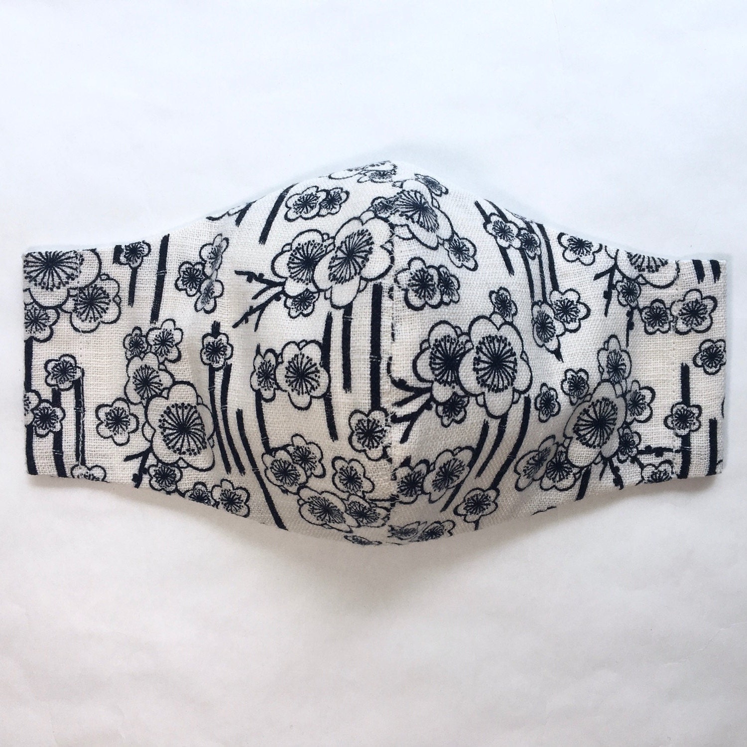 Japanese Printed Face Mask Customizable Nara Homespun Sakura White ...
