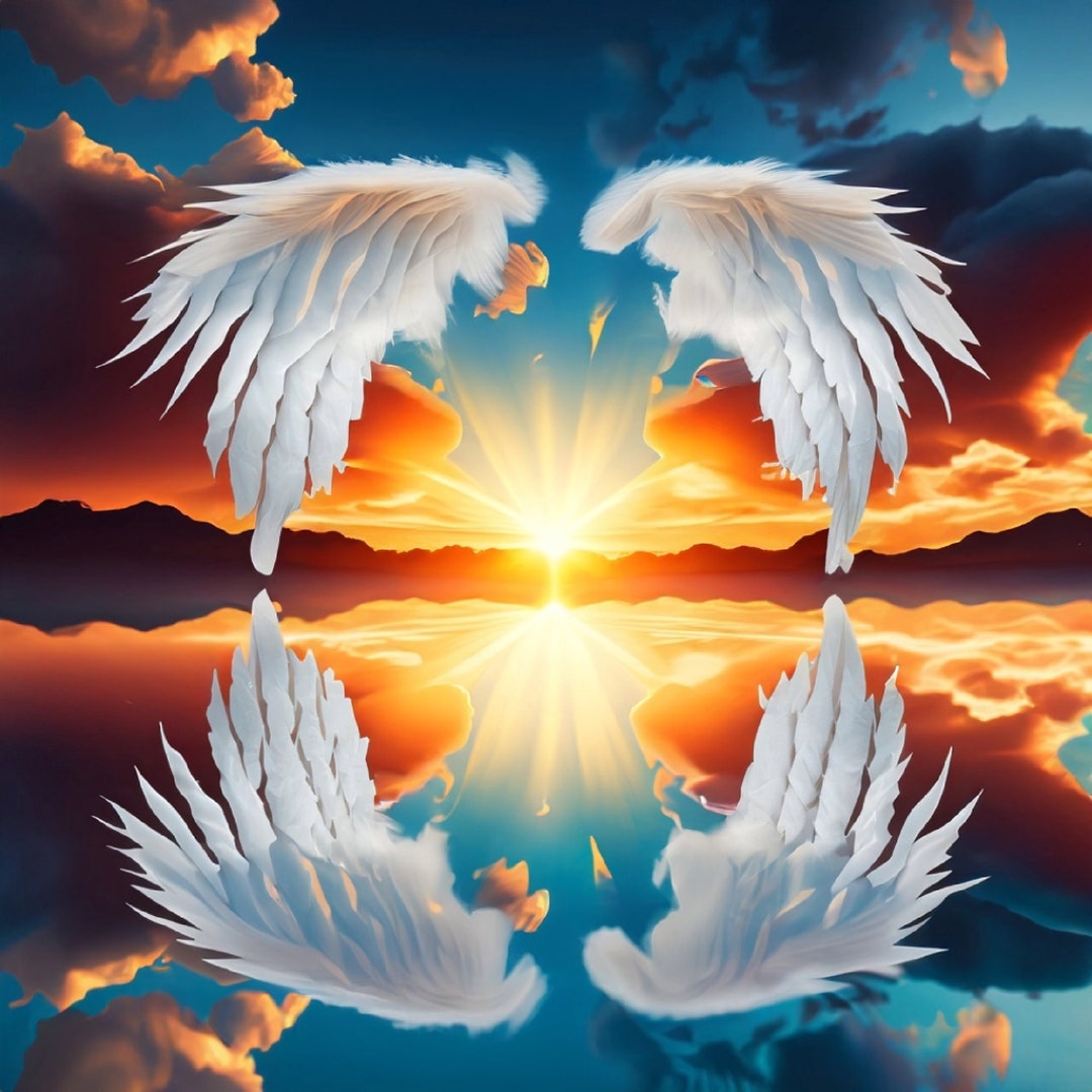 Angel Wings Over Sunset Digital Graphic - Etsy