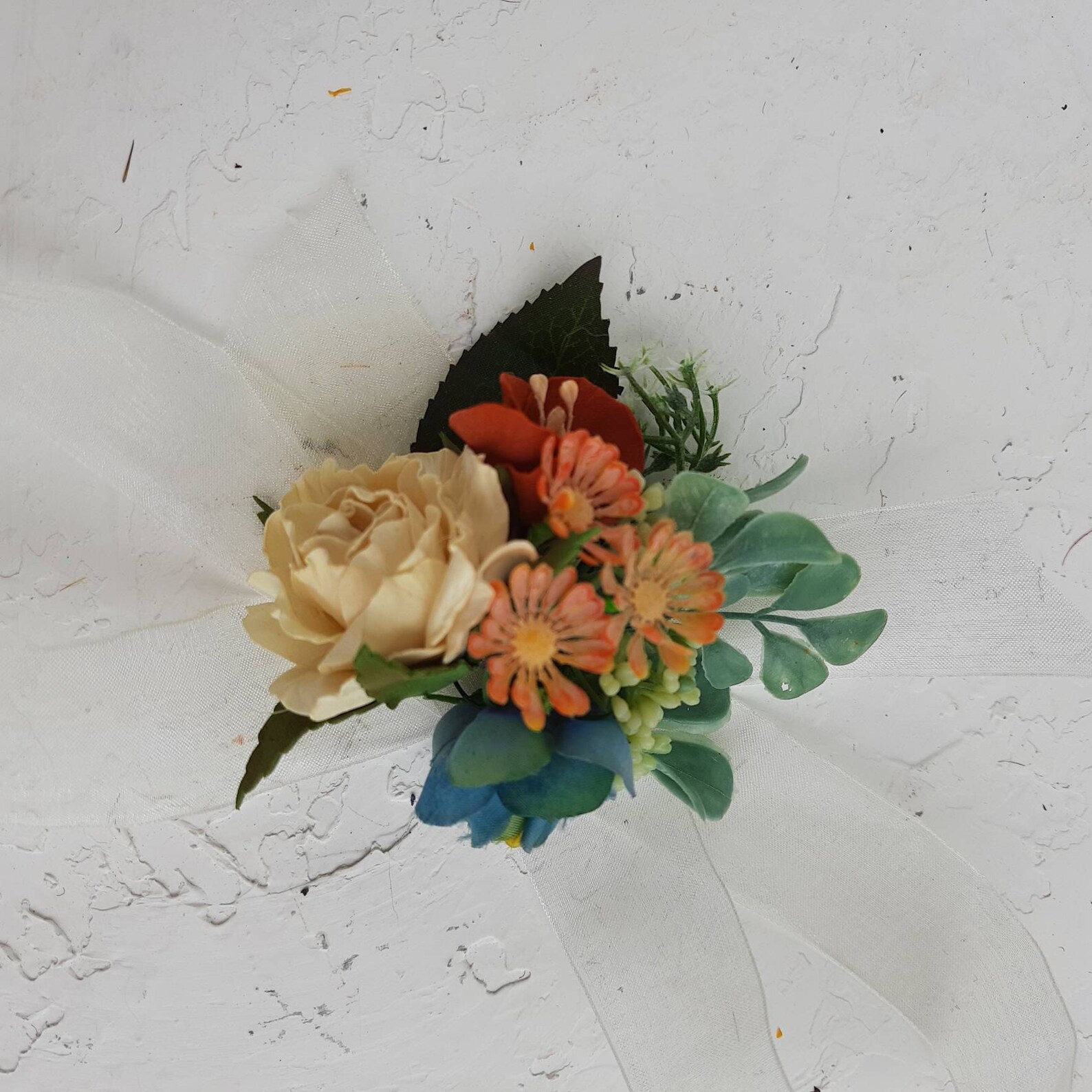 Fall Wedding Corsage Boutonniere Set: Burnt Orange & Ivory Roses - Etsy