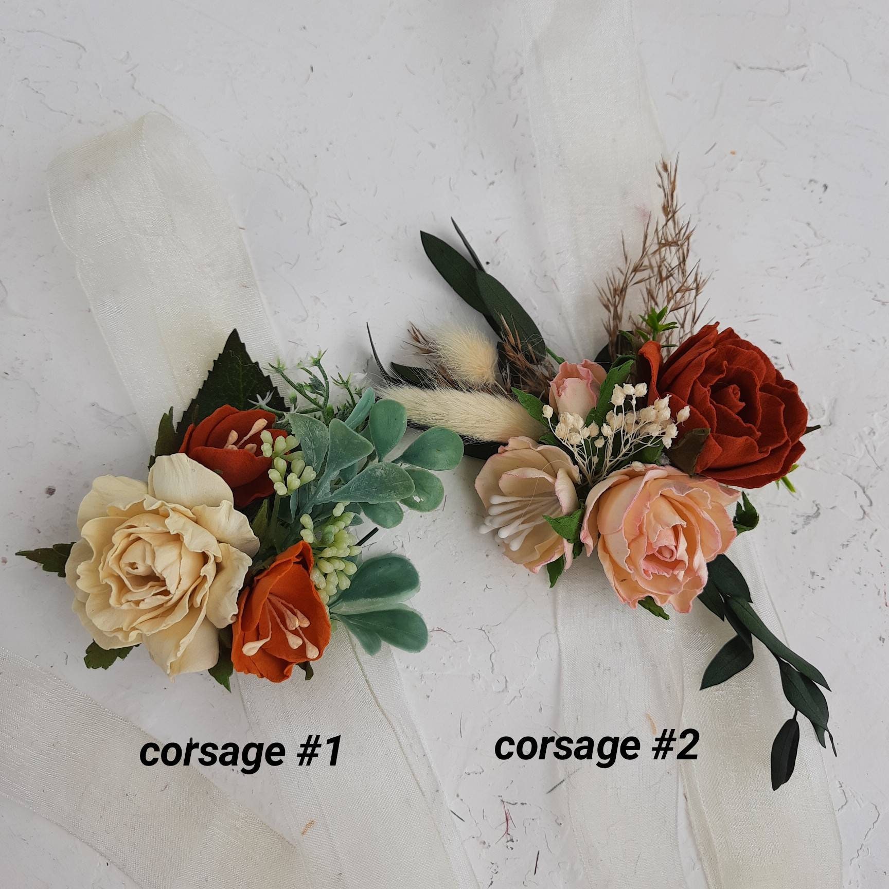 Burnt Orange Corsage Boutonniere Set: Fall Wedding Accessories - Etsy