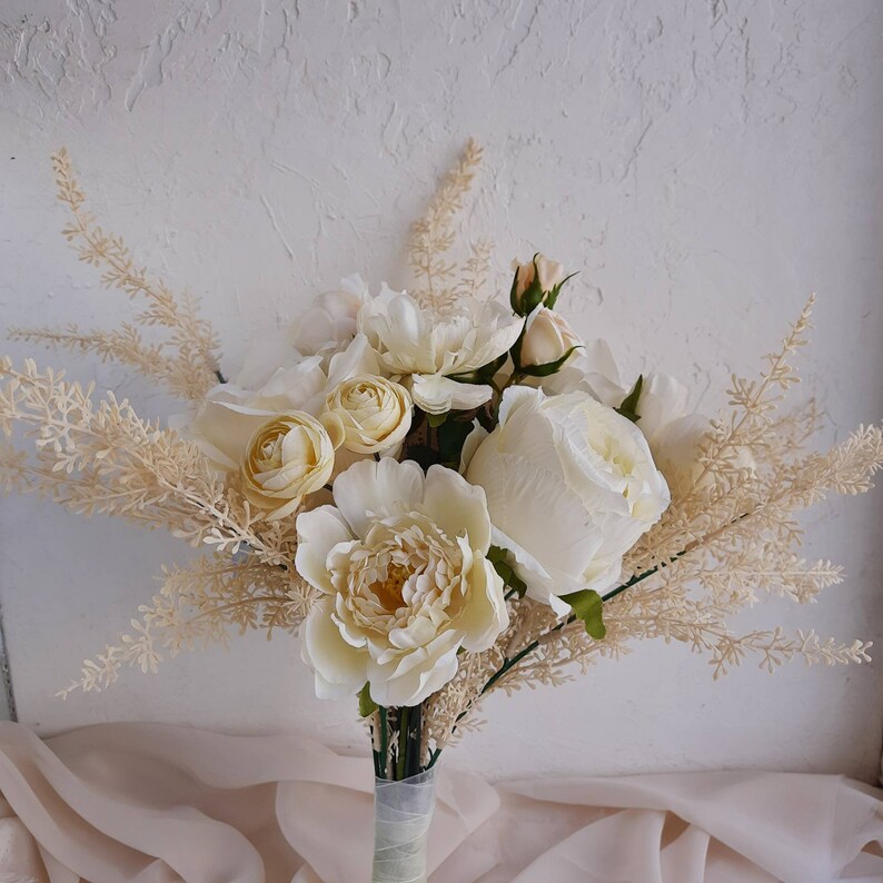 Champagne Bridal Wedding Bouquet Boho Wedding Bouquet Ivory - Etsy
