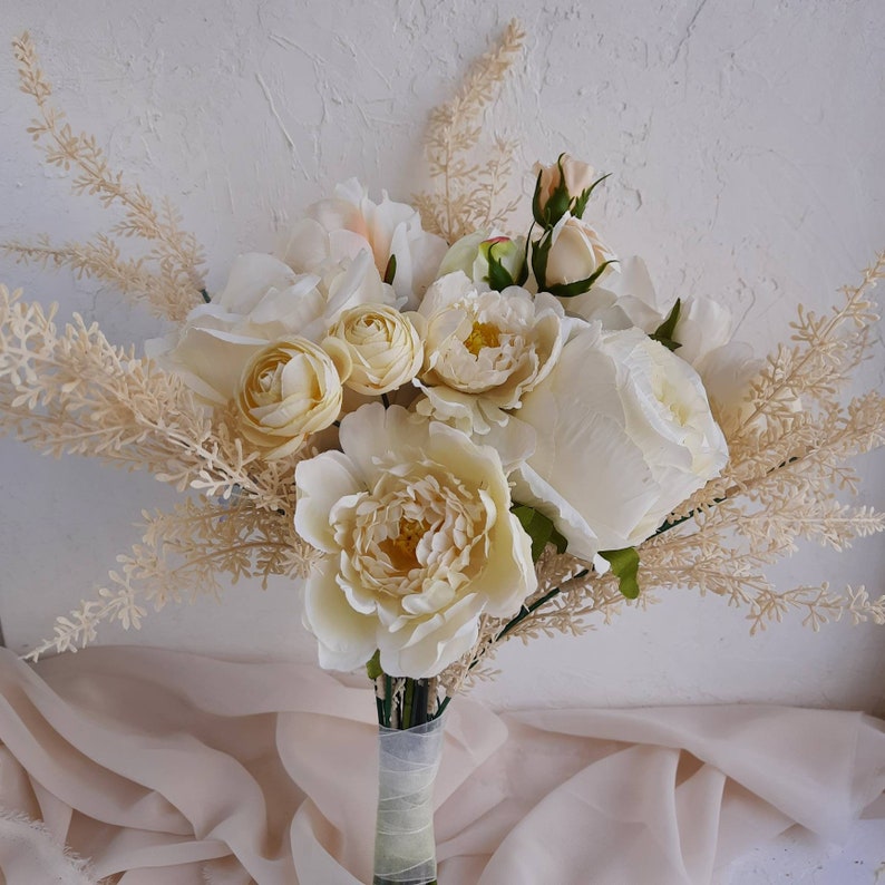 Champagne Bridal Wedding Bouquet Boho Wedding Bouquet Ivory - Etsy